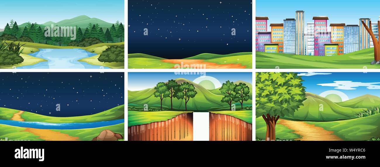 Set of different scenes illustration Stock Vector Image & Art - Alamy