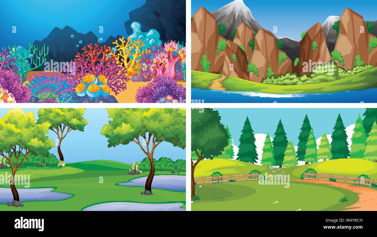 Set of different scenes illustration Stock Vector Image & Art - Alamy