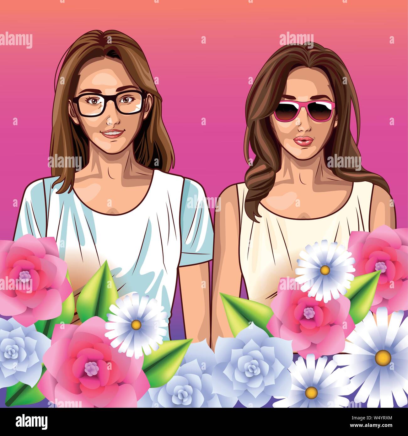 Pop art women models smiling cartoon Stock Vector Image & Art - Alamy