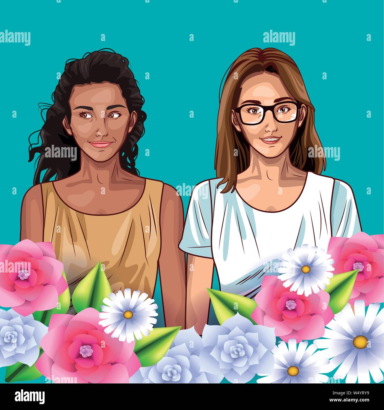 Beautiful young fashion models Stock Vector Images - Alamy