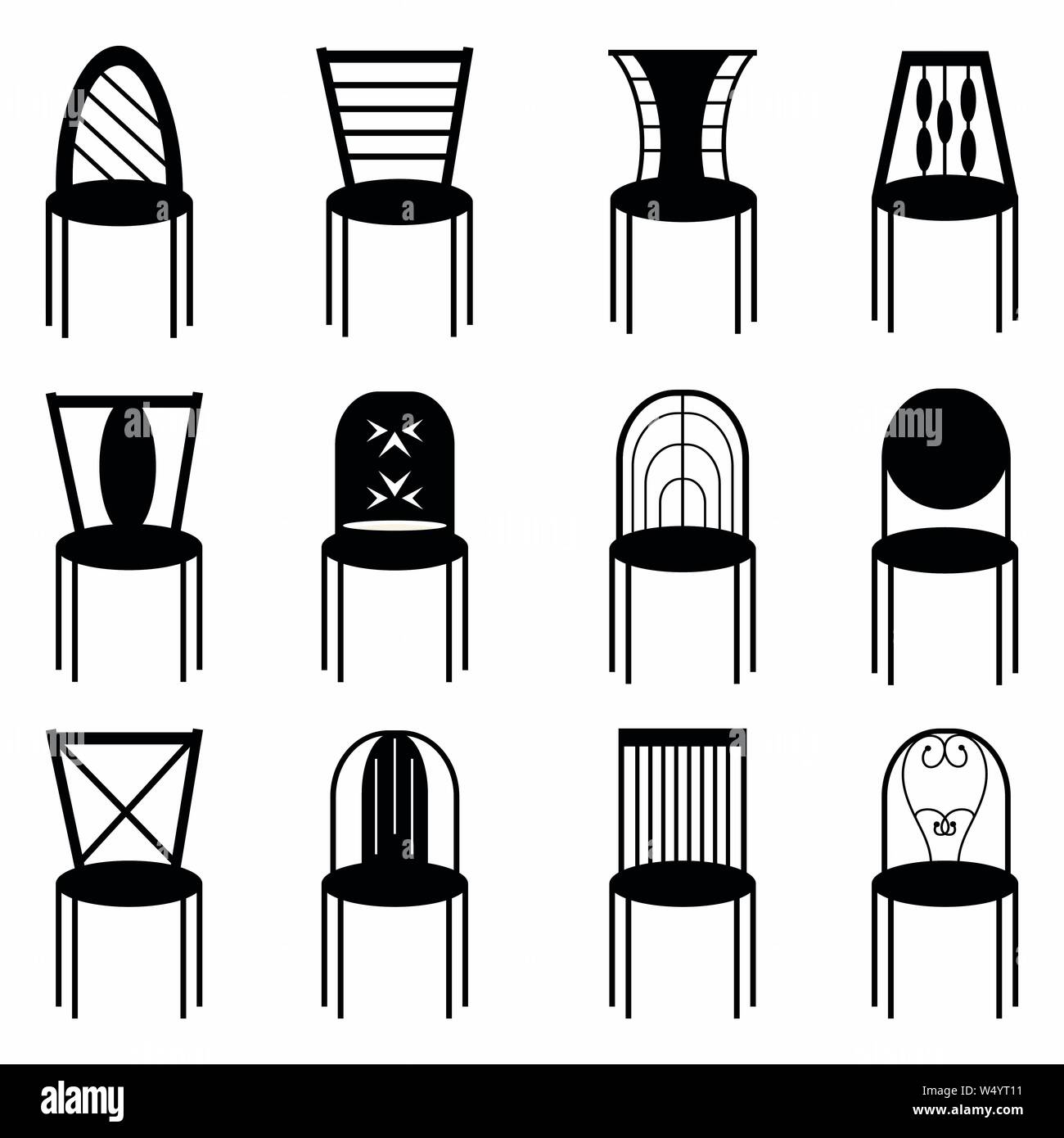 chairs monochrome symbols collection vector illustration Stock Vector ...