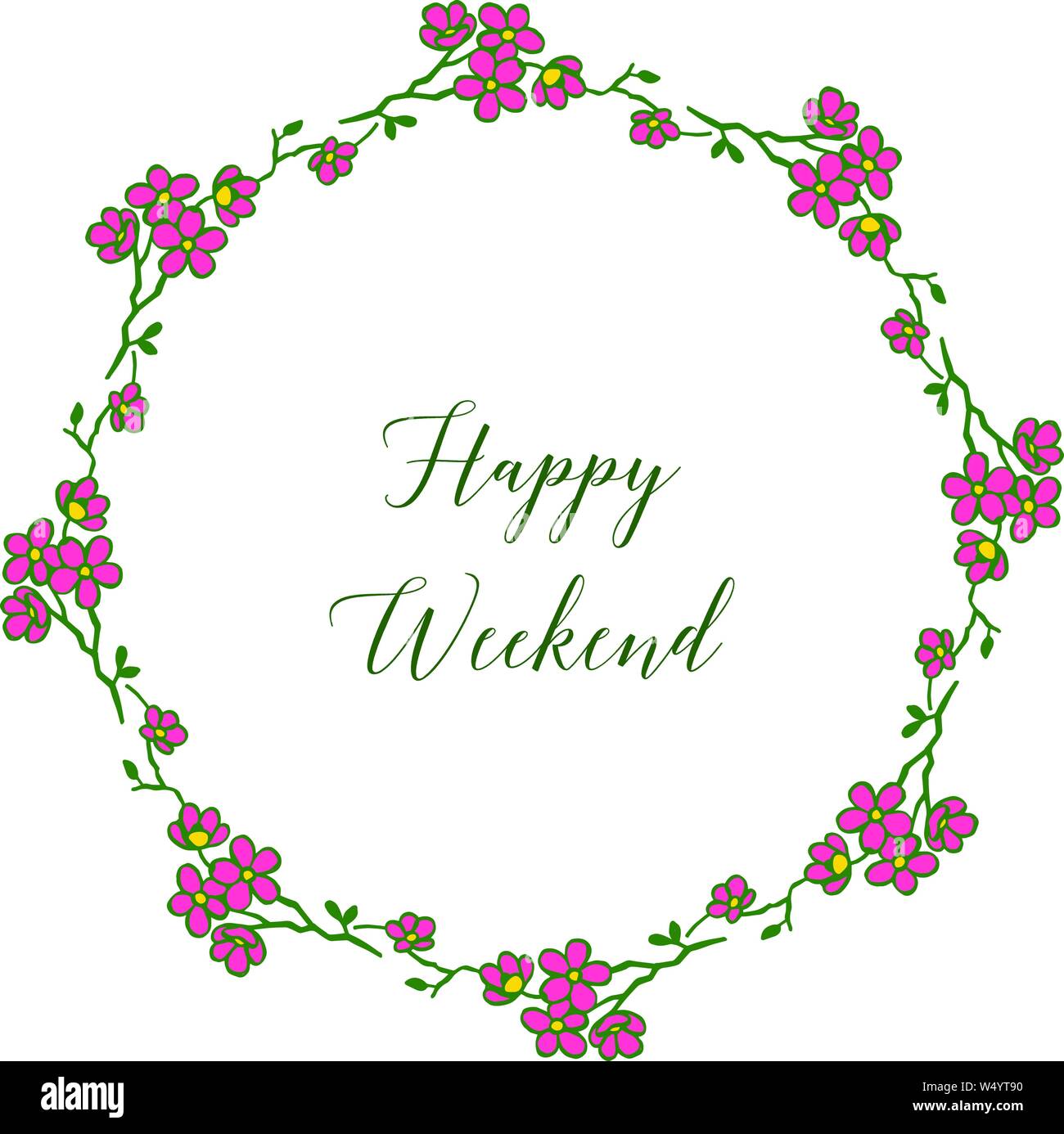 Happy weekend with elegant floral frame. Vector illustration Stock ...