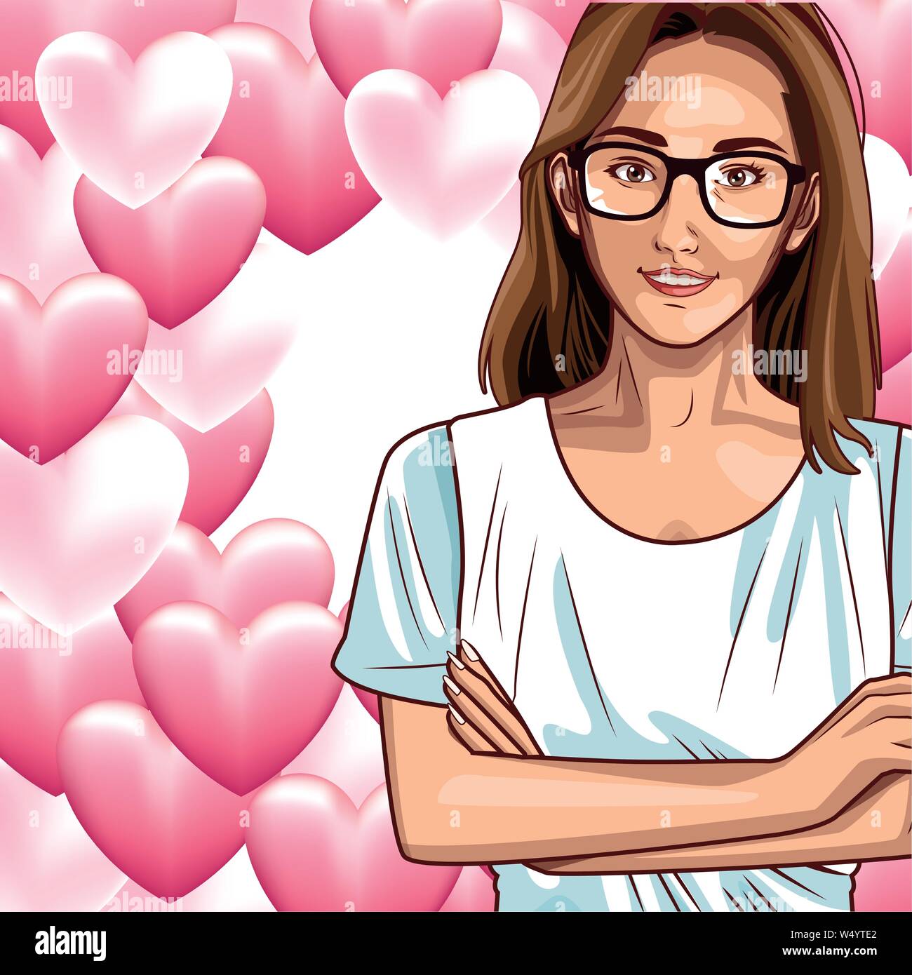 Beautiful smiling thinking young woman Stock Vector Images - Alamy