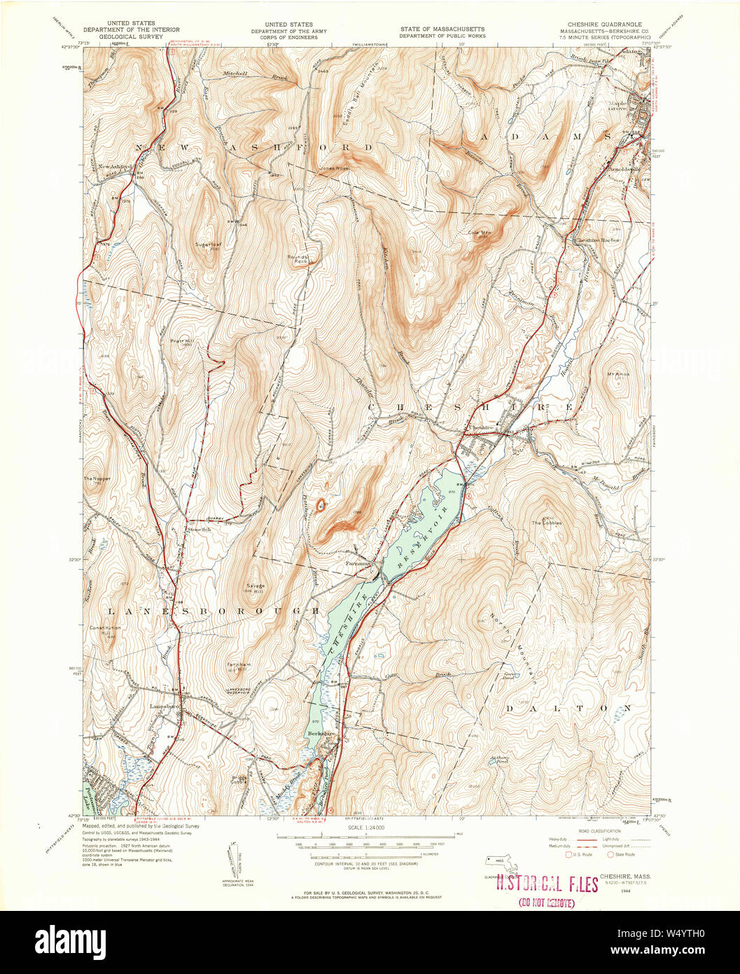 Massachusetts USGS Historical Topo Map MA Cheshire 350050 1944 24000 ...