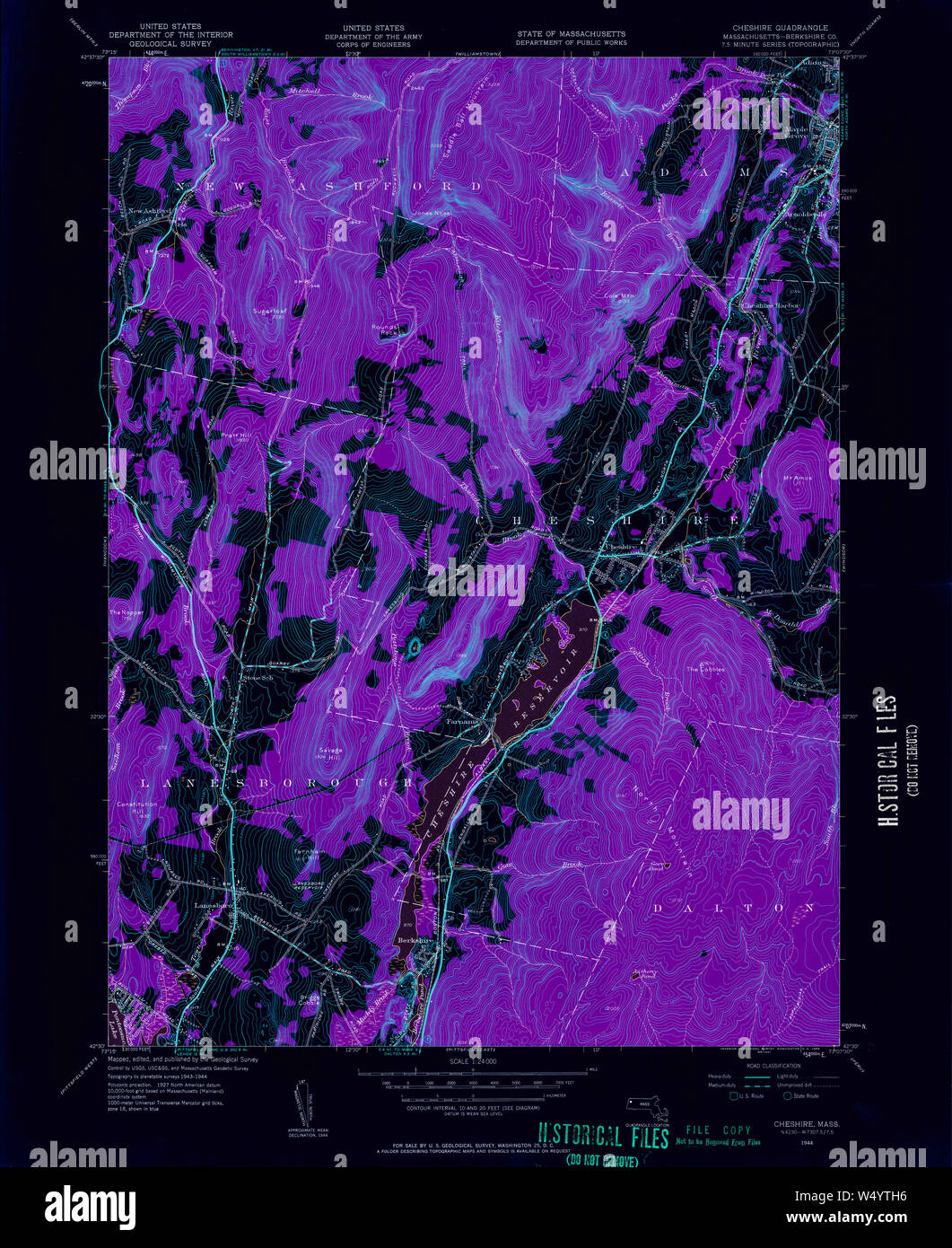 Massachusetts USGS Historical Topo Map MA Cheshire 350052 1944 24000 ...