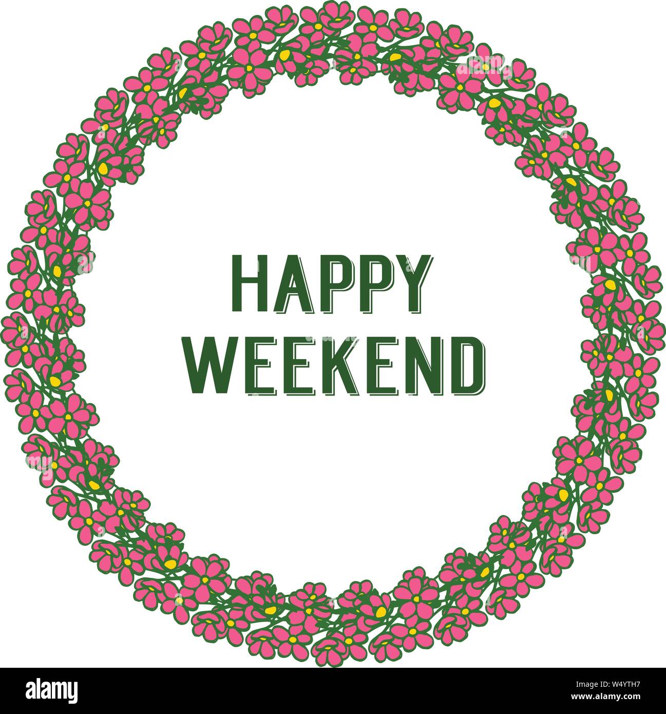 Happy weekend with elegant floral frame. Vector illustration Stock ...