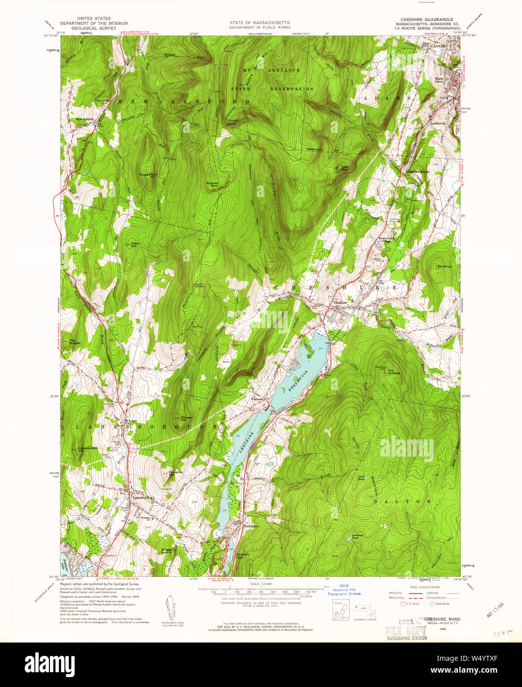 Massachusetts USGS Historical Topo Map MA Cheshire 350055 1959 24000 ...