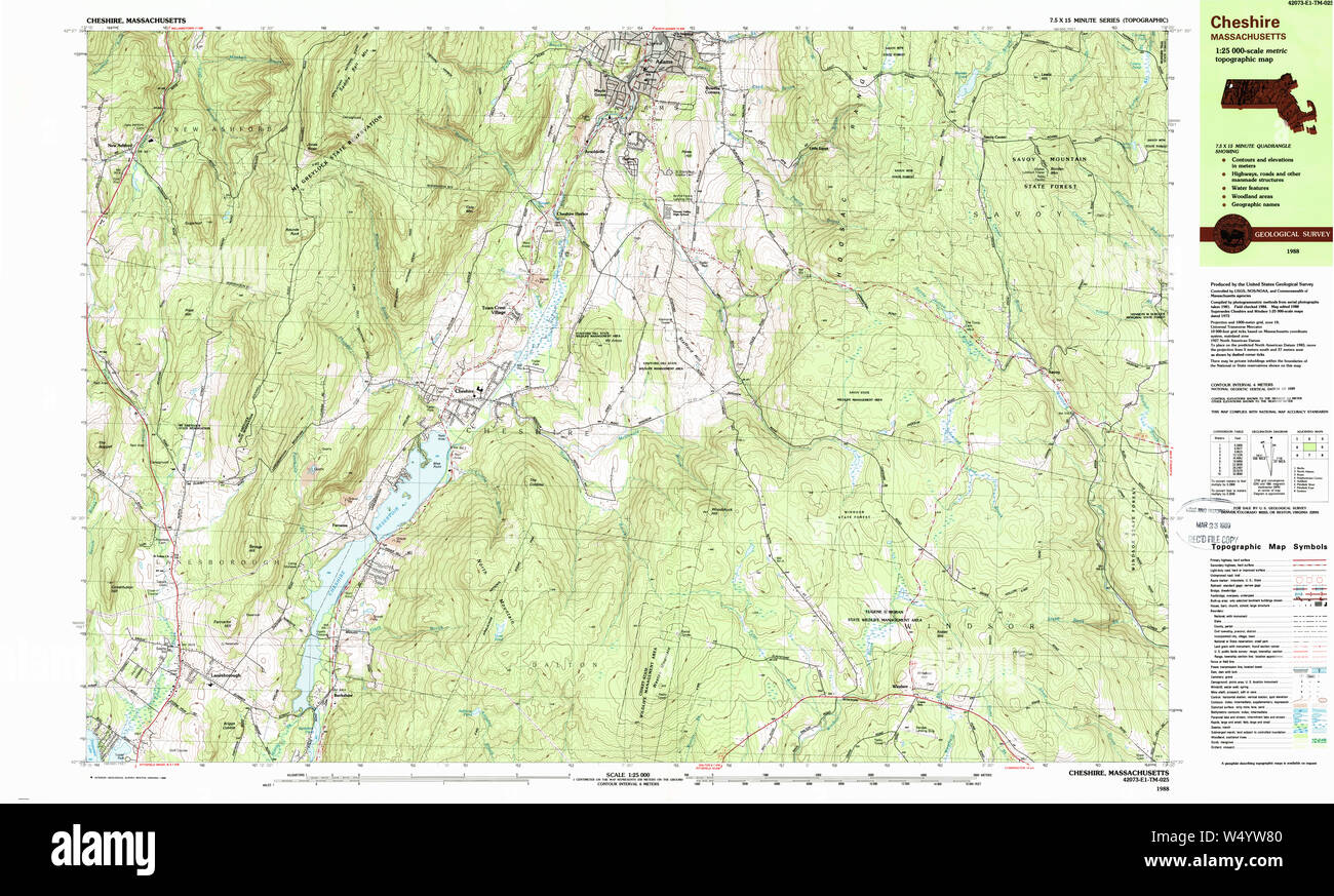 Massachusetts USGS Historical Topo Map MA Cheshire 350890 1988 25000 ...