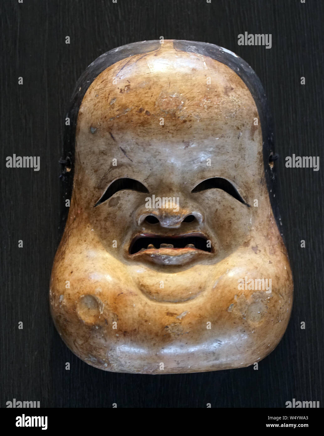 Kyogen Theatre Mask of a Young Woman, Edo period, wood with polychromy ...