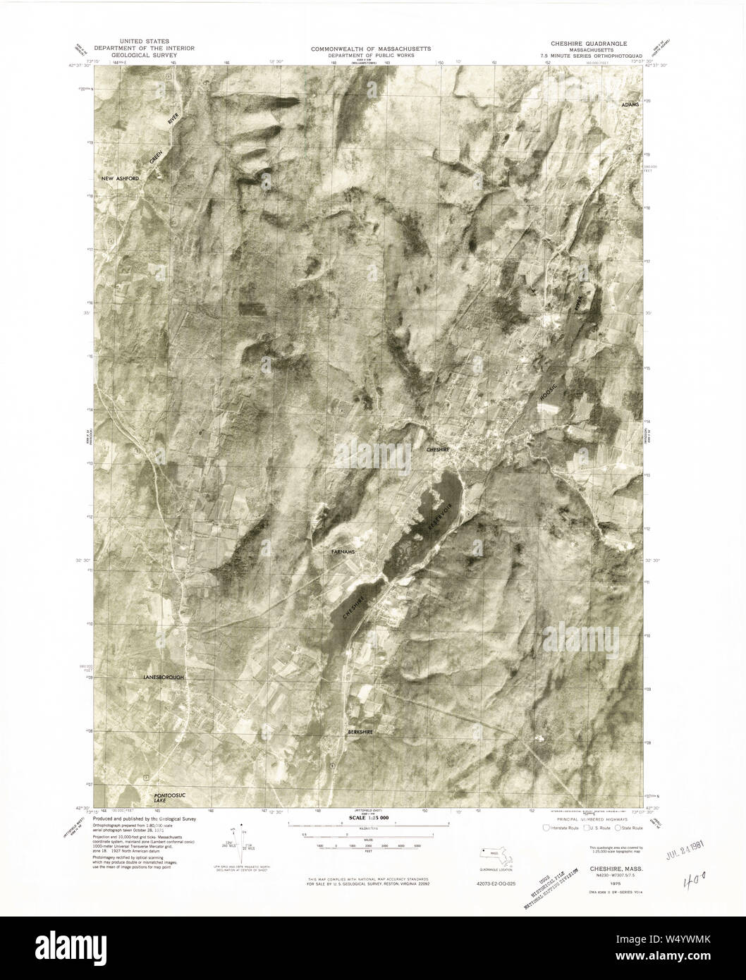 Massachusetts USGS Historical Topo Map MA Cheshire 350895 1975 25000 ...