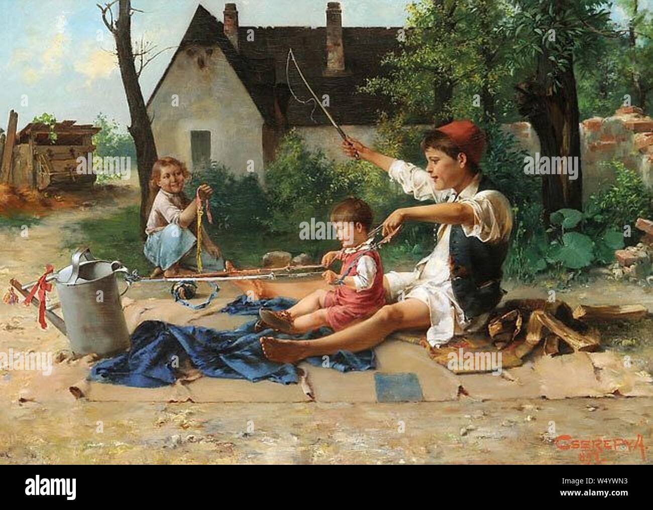 Cserépy Children playing 1897 Stock Photo - Alamy