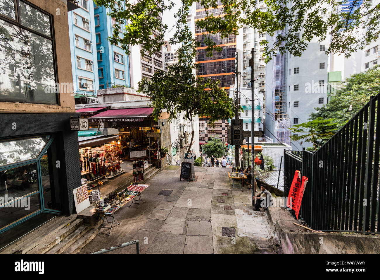 The Ladder Street in Sheung Wan, a small pedestrian street consisting ...