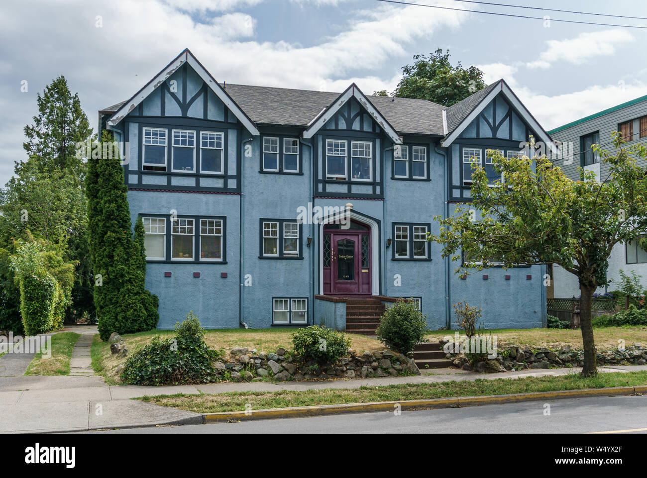 VICTORIA, CANADA - JULY 13, 2019: historic residential building view ...
