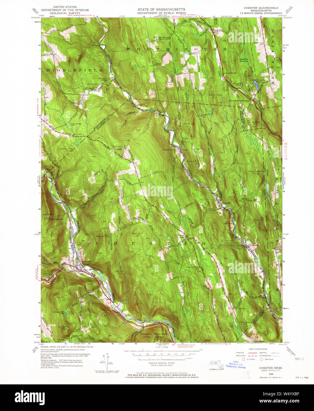 Massachusetts USGS Historical Topo Map MA Chester 350058 1956 24000 ...