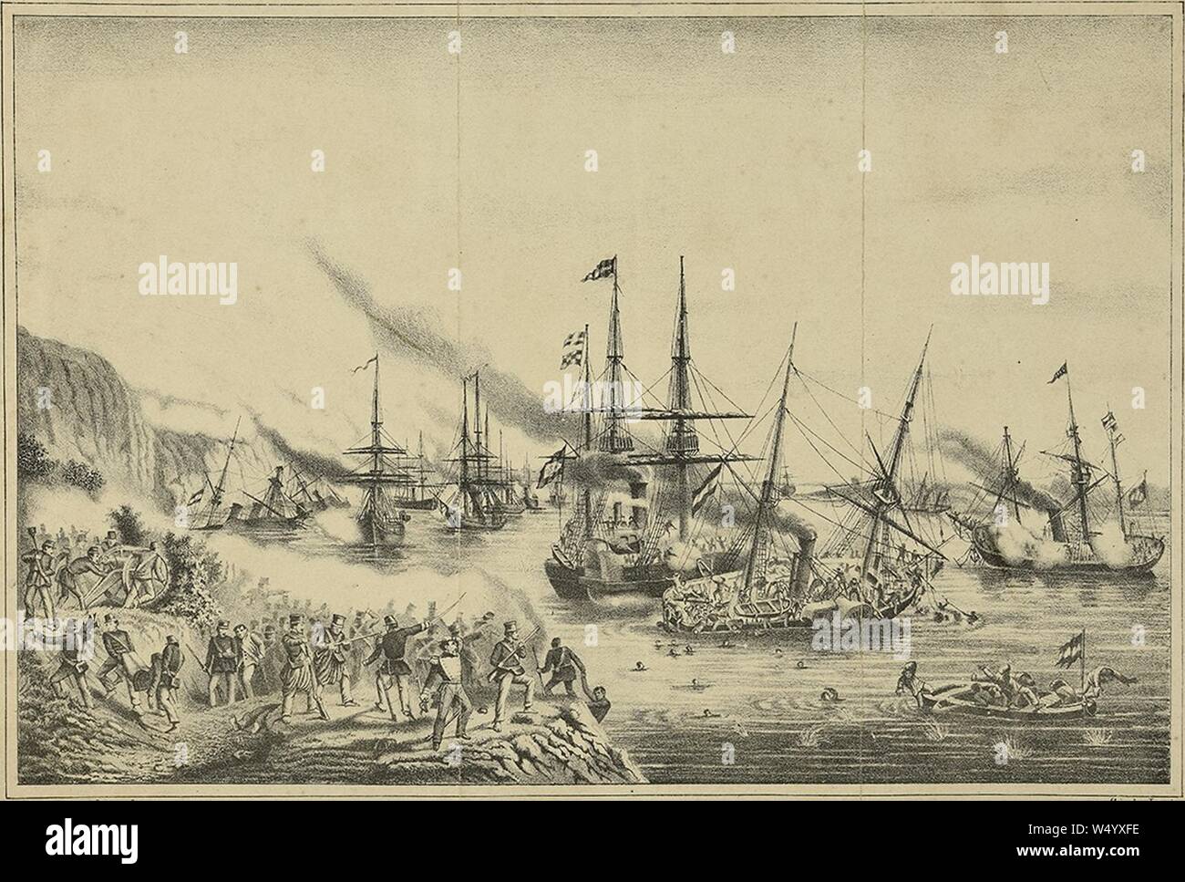 Cuadro del Combate Del Riachuelo (Junio 10 del 1865) (De una lámina ...