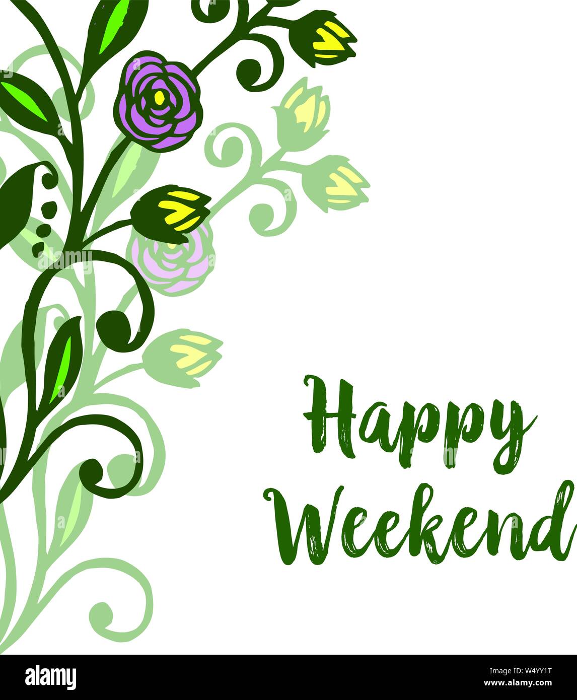 Poster happy weekend, various pattern art colorful wreath frame. Vector ...