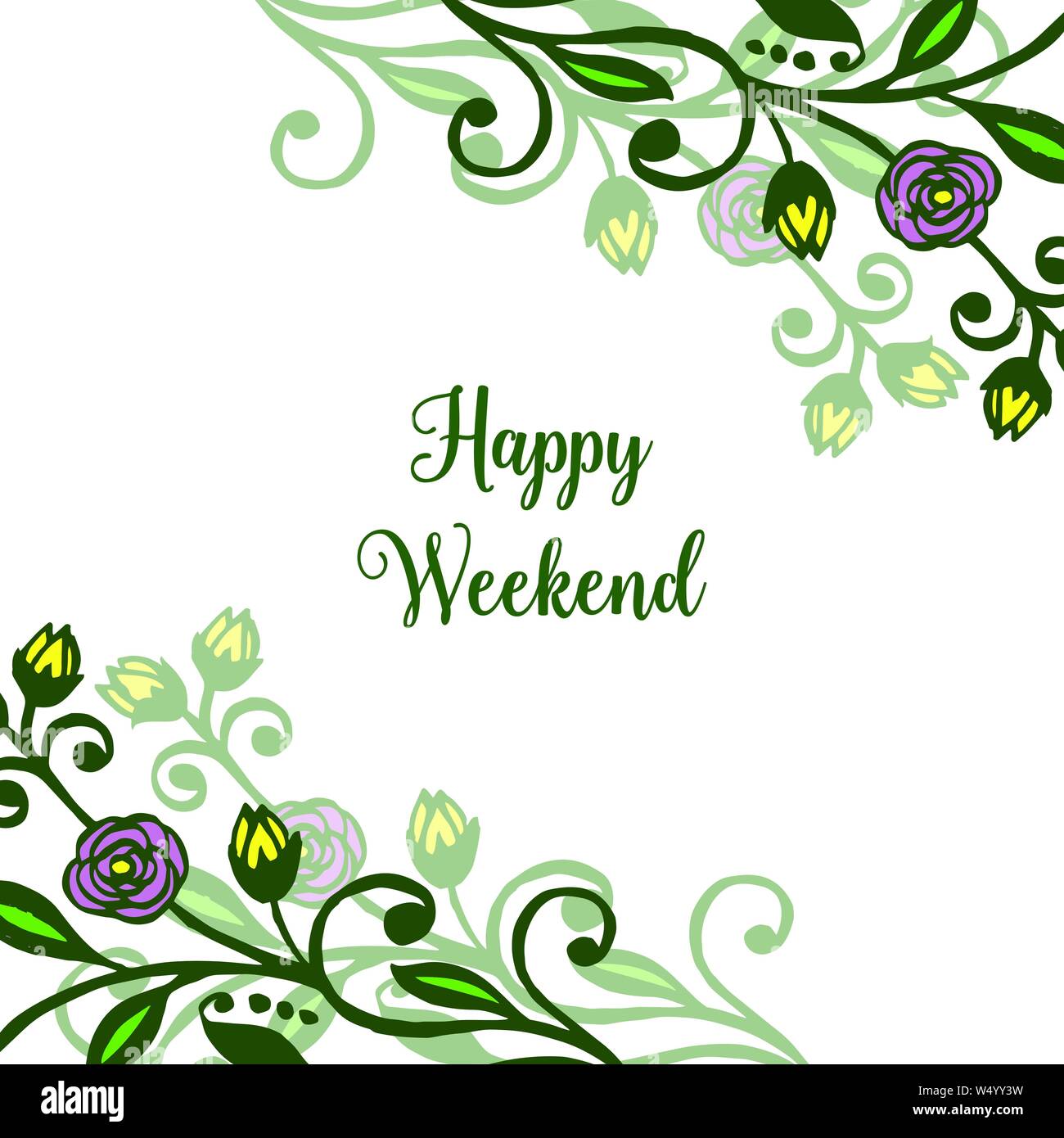 Poster happy weekend, various pattern art colorful wreath frame. Vector ...