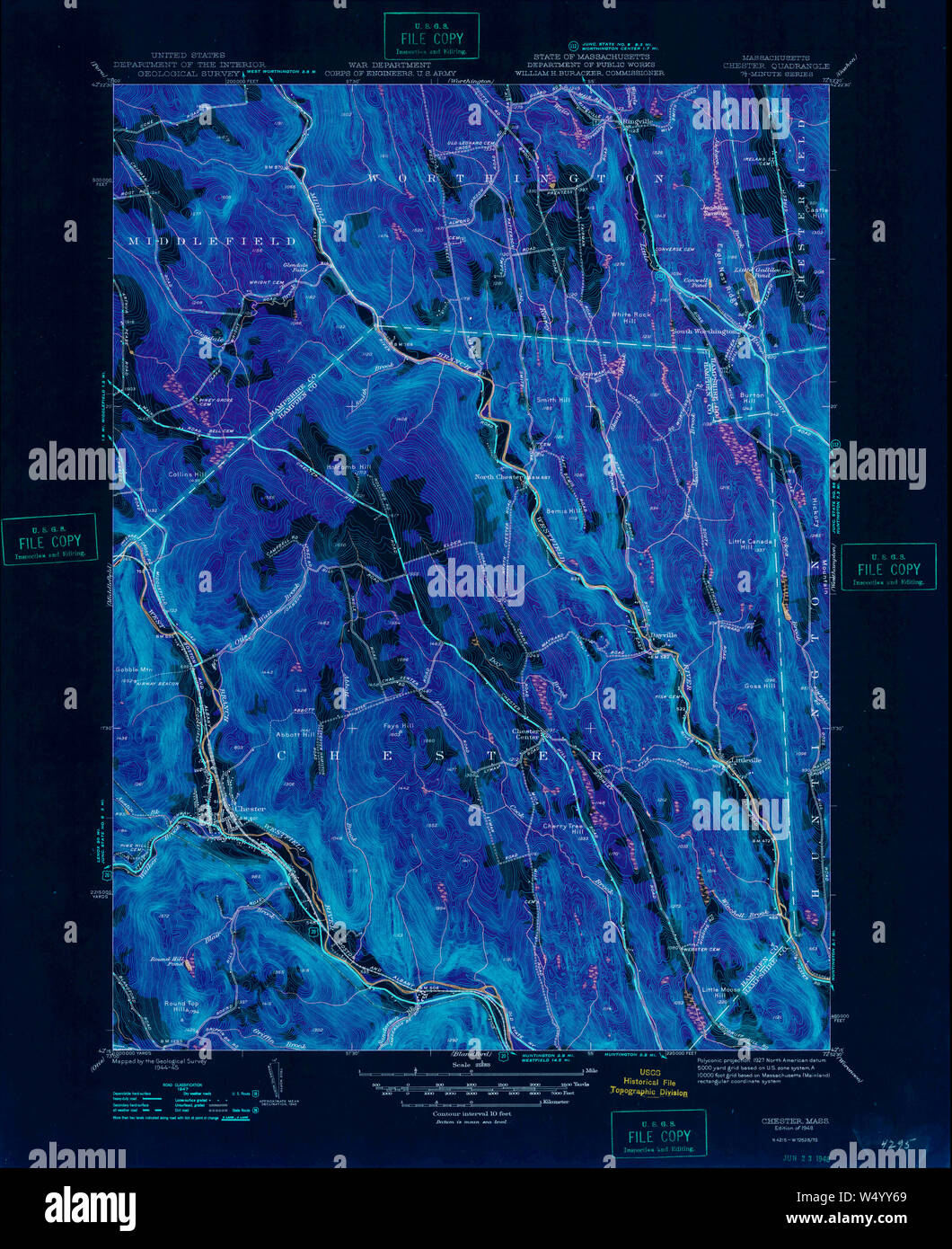 Massachusetts USGS Historical Topo Map MA Chester 351601 1948 31680 ...