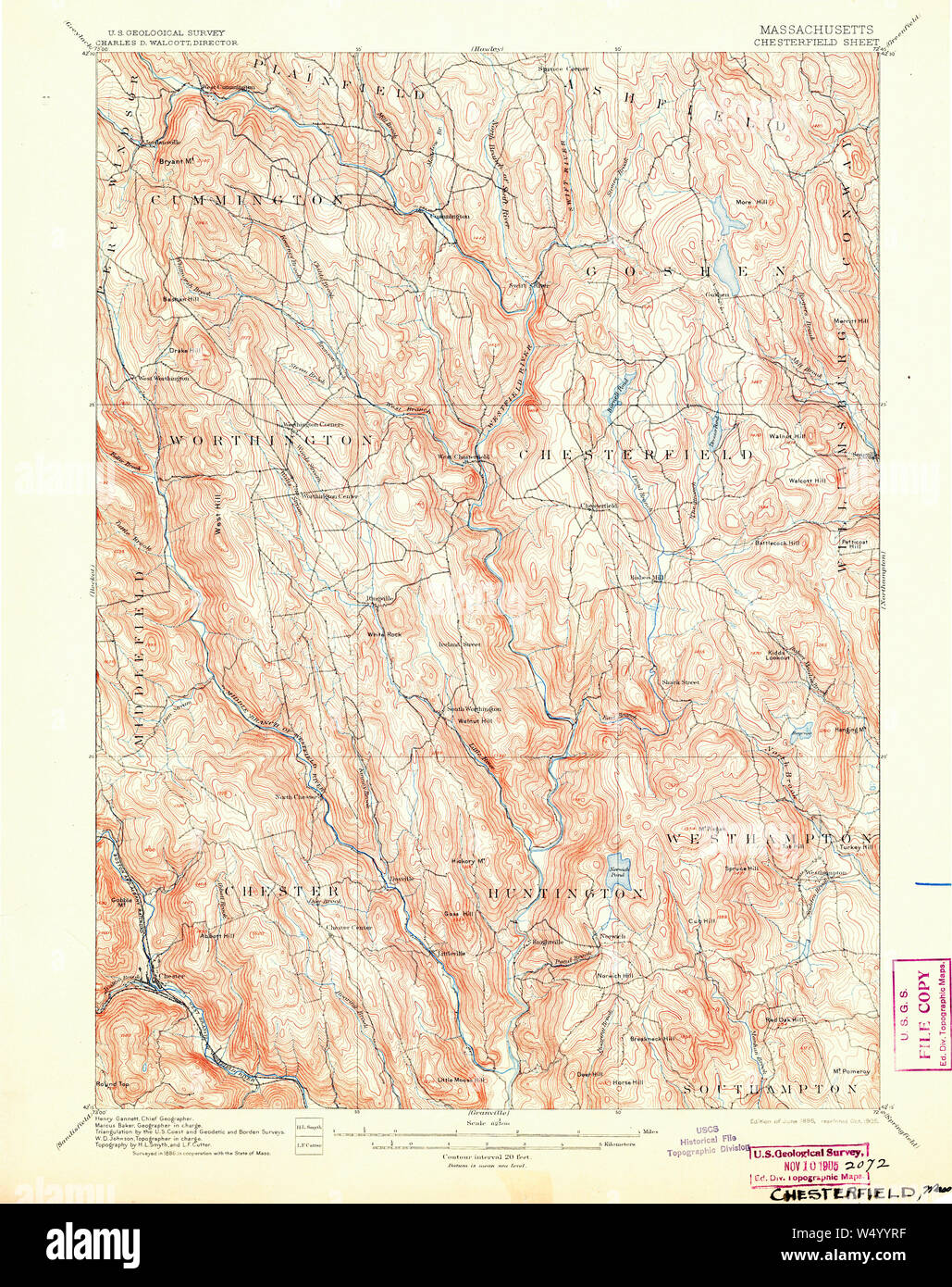 Massachusetts USGS Historical Topo Map MA Chesterfield 352567 1895 ...