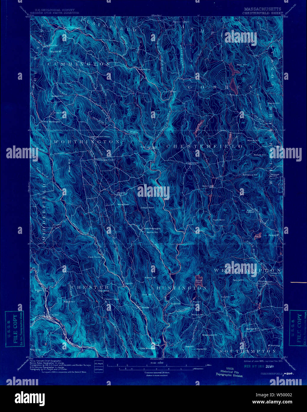 Massachusetts USGS Historical Topo Map MA Chesterfield 352569 1895 ...