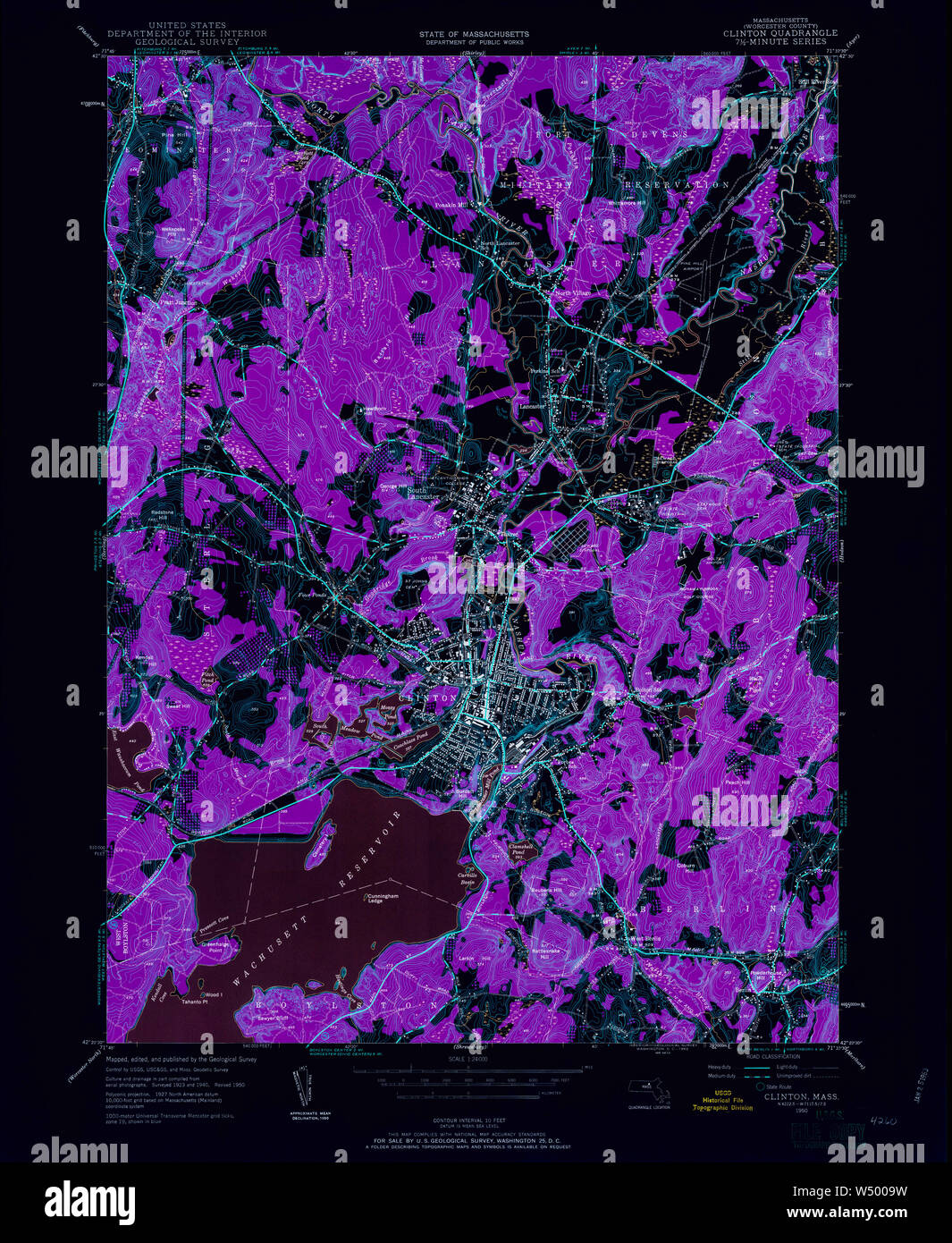 Massachusetts USGS Historical Topo Map MA Clinton 350064 1950 24000 ...