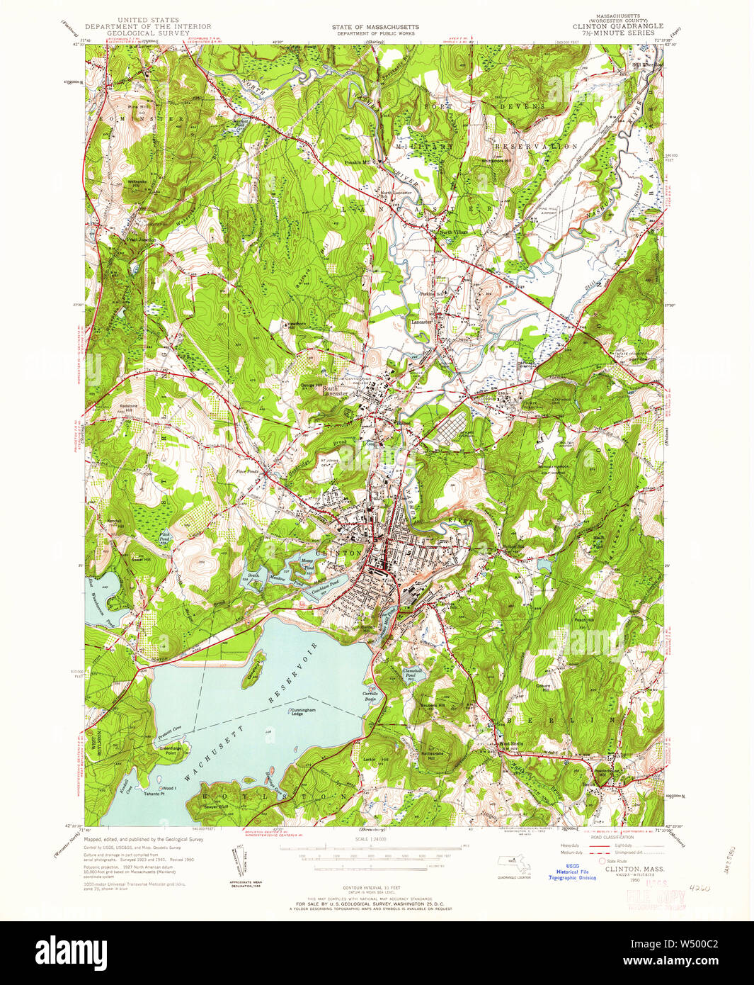 Massachusetts USGS Historical Topo Map MA Clinton 350064 1950 24000 ...