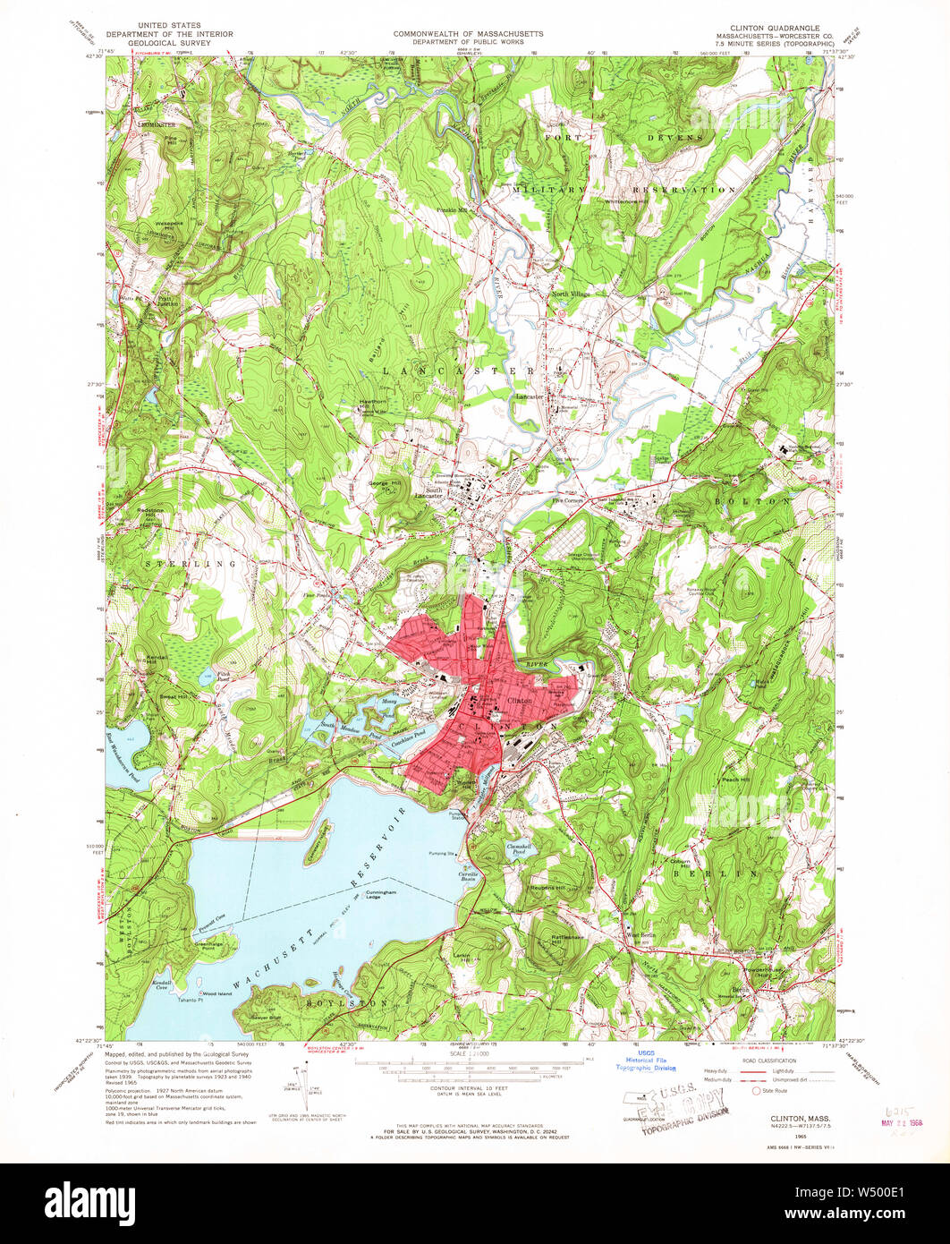 Massachusetts USGS Historical Topo Map MA Clinton 350065 1965 24000 ...