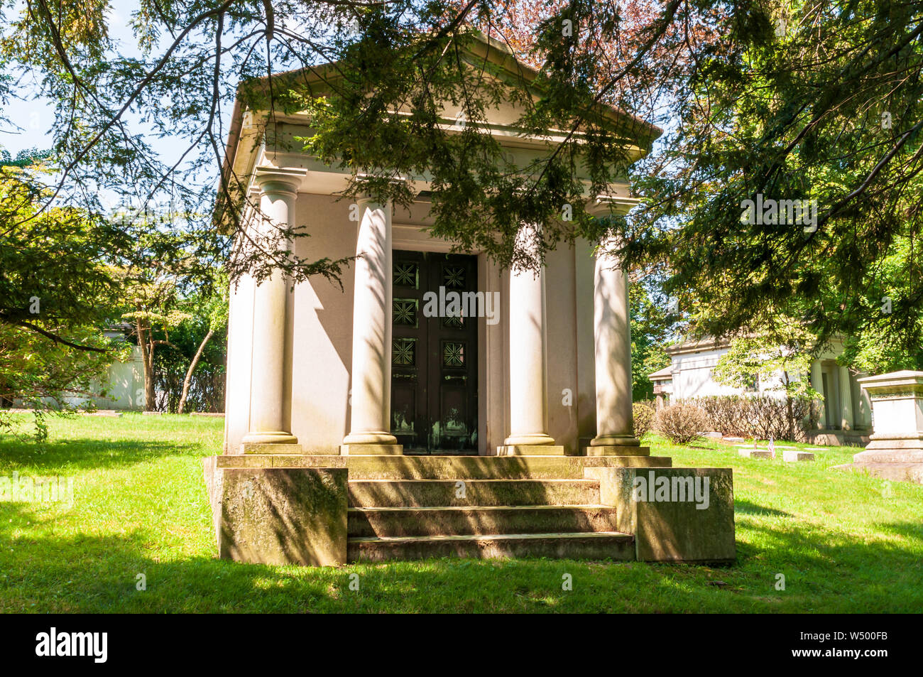 Headstones, monuments and mausoleums in Homewood Cemetery in Pittsburgh ...