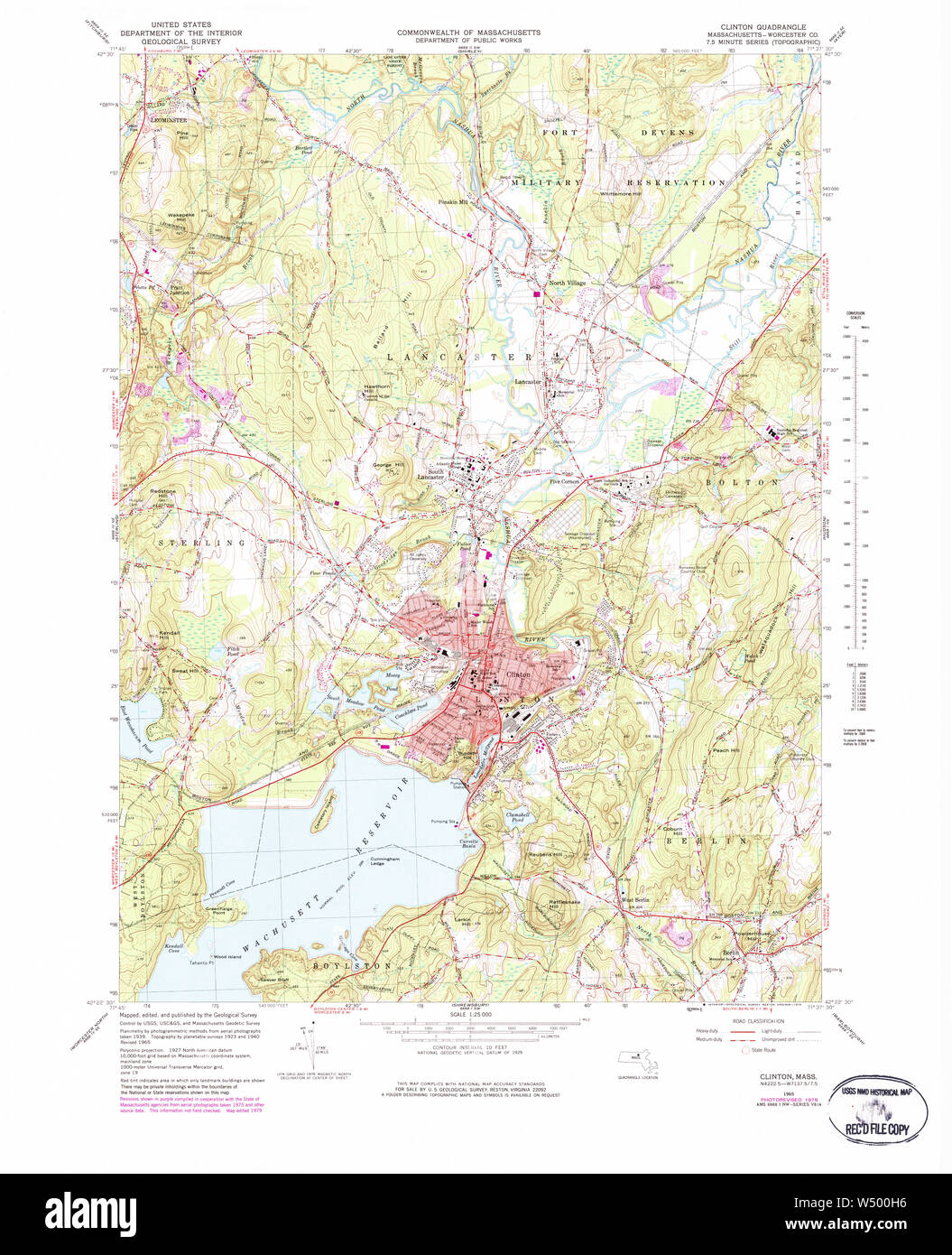 Massachusetts USGS Historical Topo Map MA Clinton 350908 1965 25000 ...