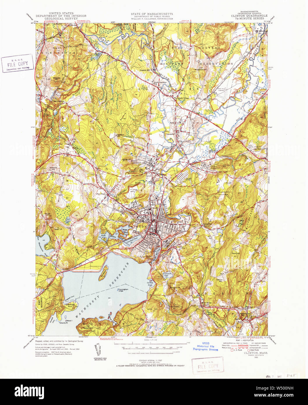 Massachusetts USGS Historical Topo Map MA Clinton 351609 1950 31680 ...