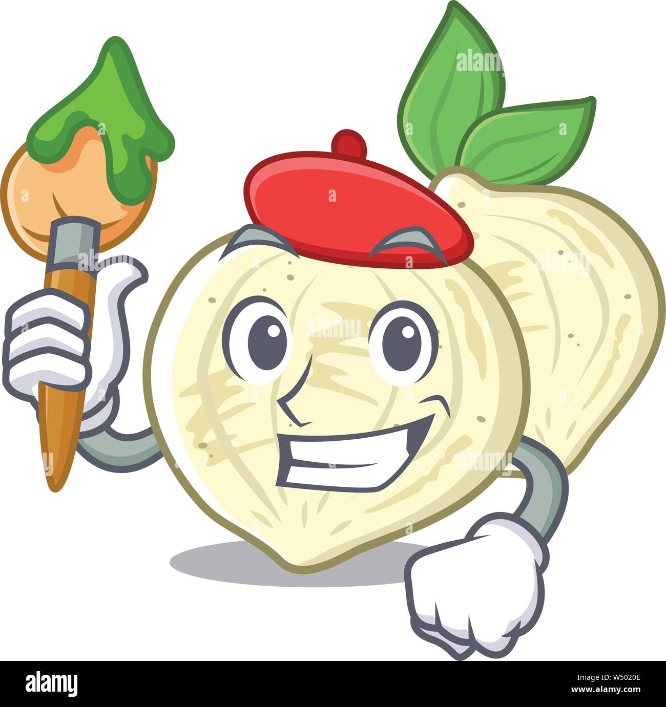 Artist jicama with in the isolated mascot vector illustration Stock ...
