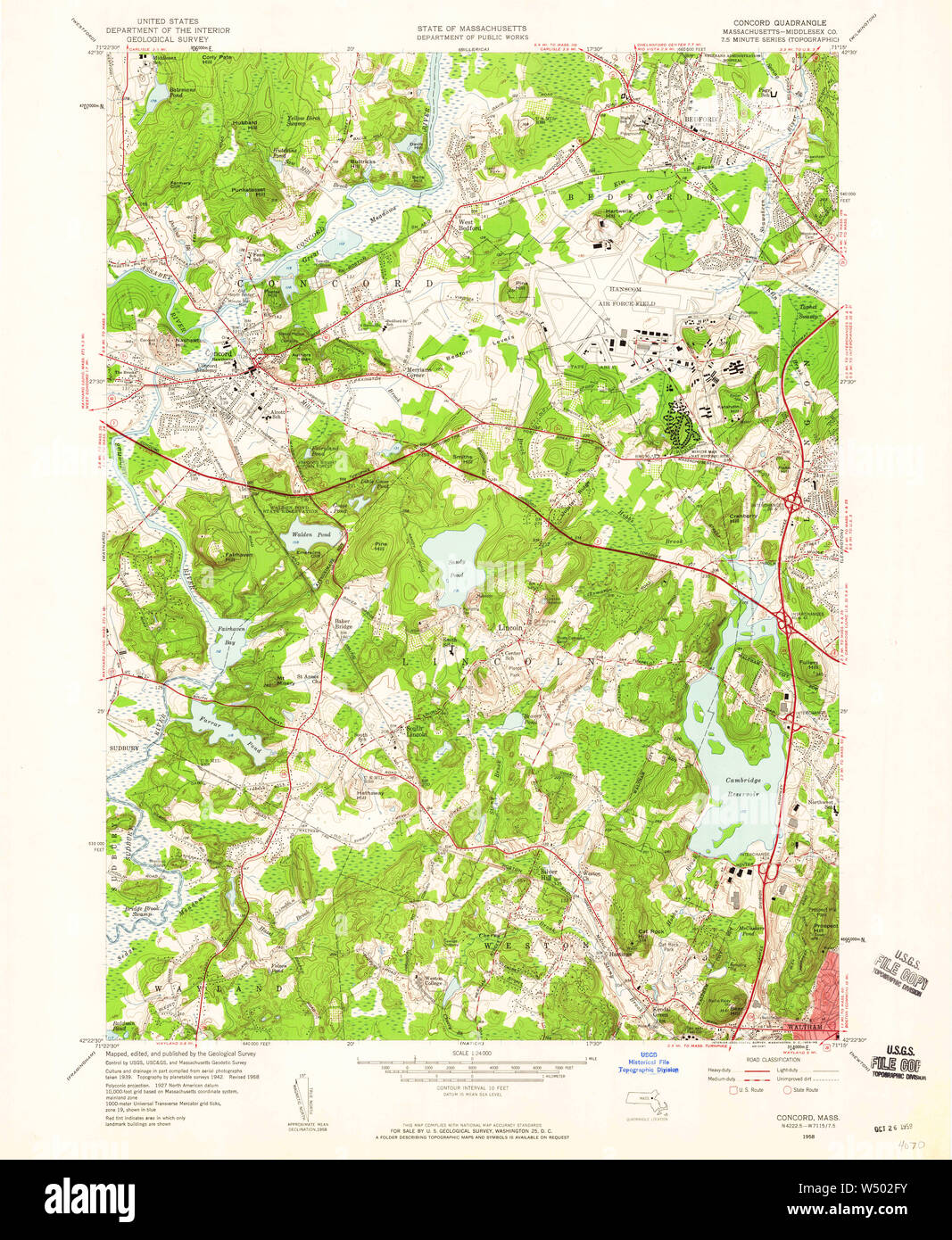 Massachusetts USGS Historical Topo Map MA Concord 350082 1958 24000 ...