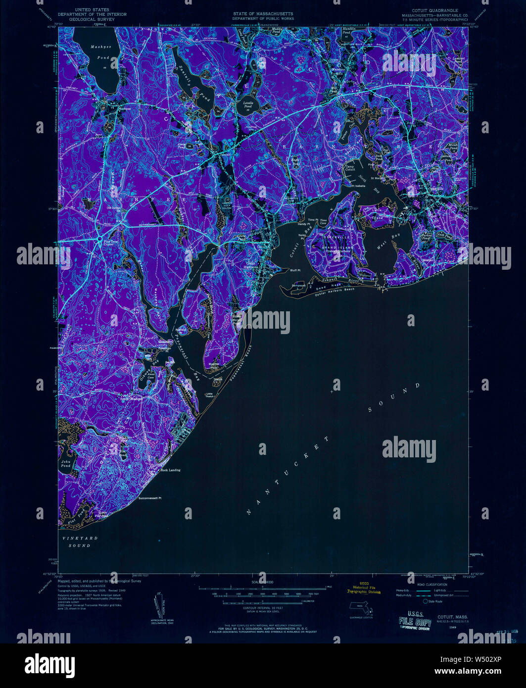 Massachusetts USGS Historical Topo Map MA Cotuit 350091 1949 24000 ...