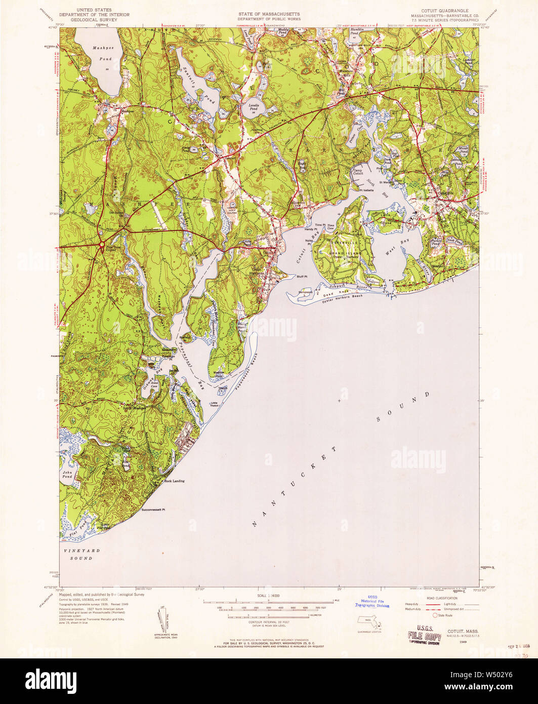 Massachusetts USGS Historical Topo Map MA Cotuit 350091 1949 24000 ...