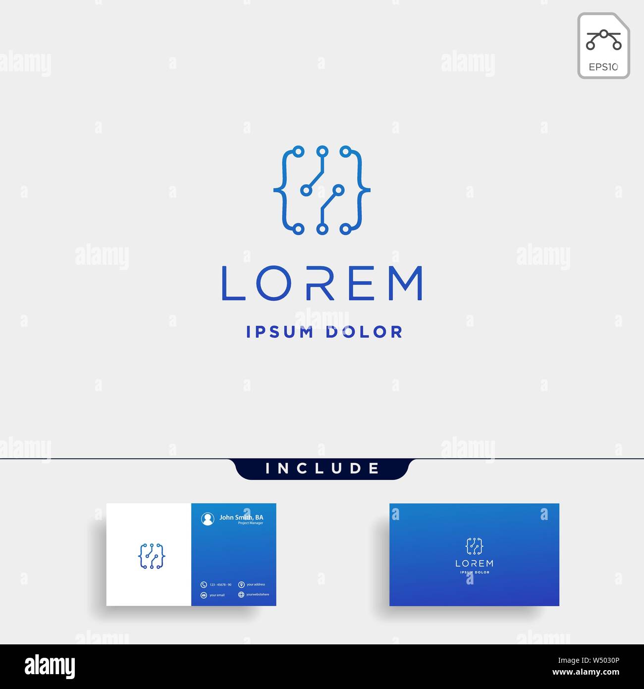 Coding Digital Logo Design Template Vector Programmer Connect Lineart Symbol Icon Stock Vector