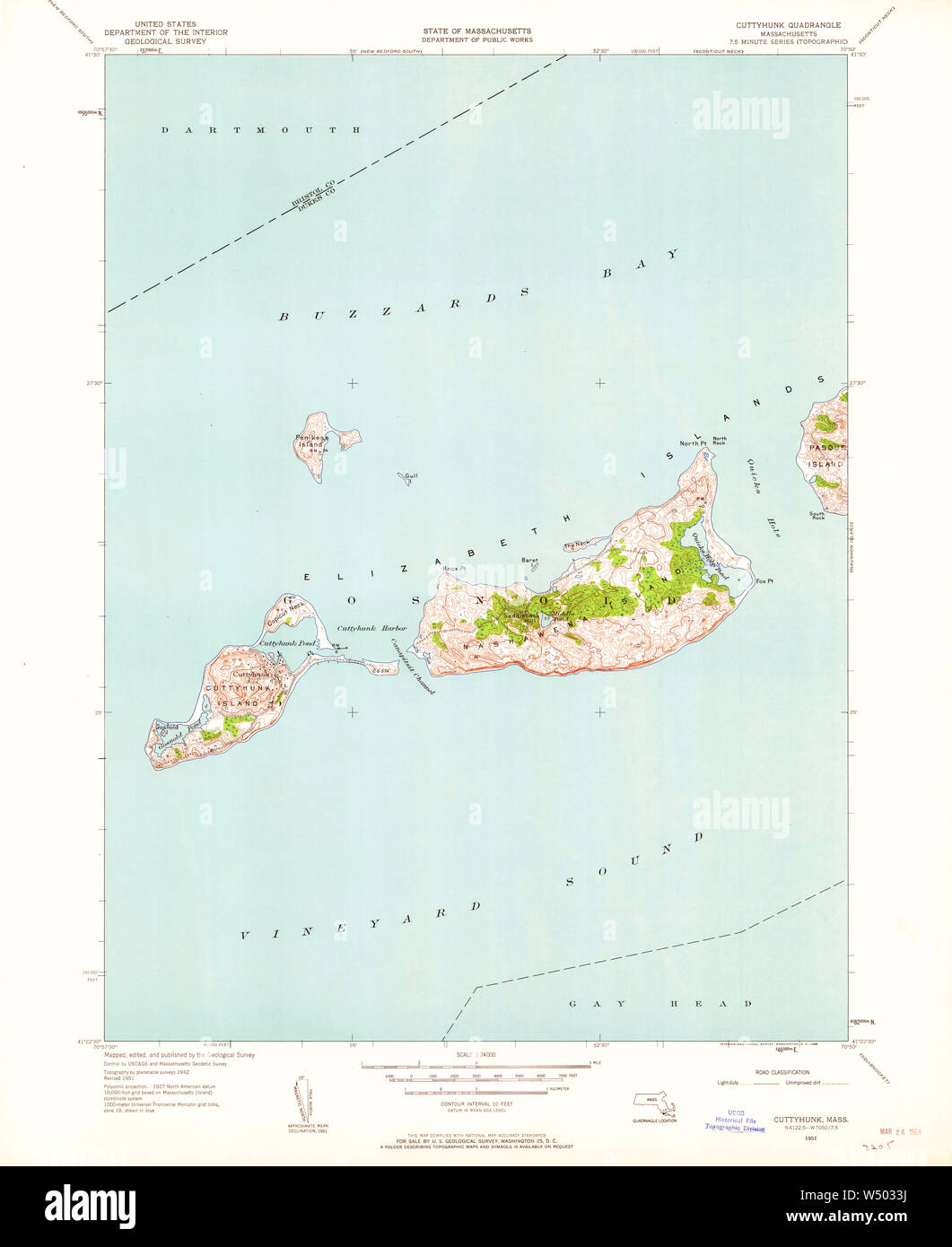 Massachusetts USGS Historical Topo Map MA Cuttyhunk 350062 1951 24000 ...