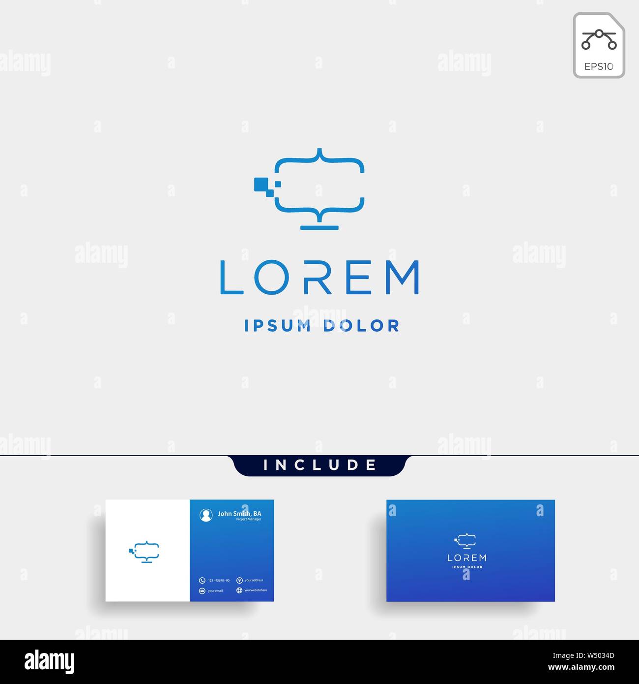 Coding Digital Logo Design Template Vector Programmer Connect Lineart