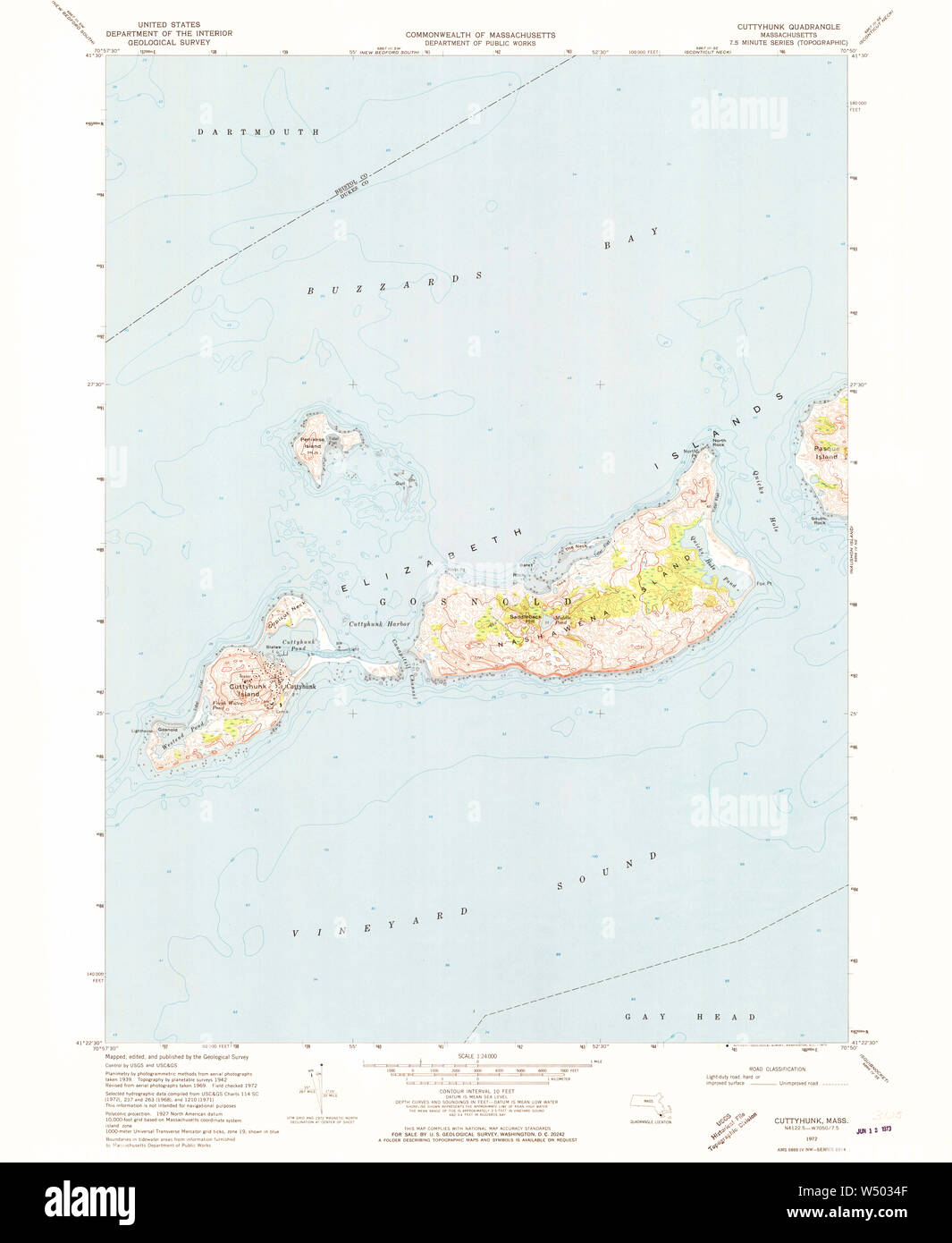 Massachusetts USGS Historical Topo Map MA Cuttyhunk 350063 1972 24000 ...