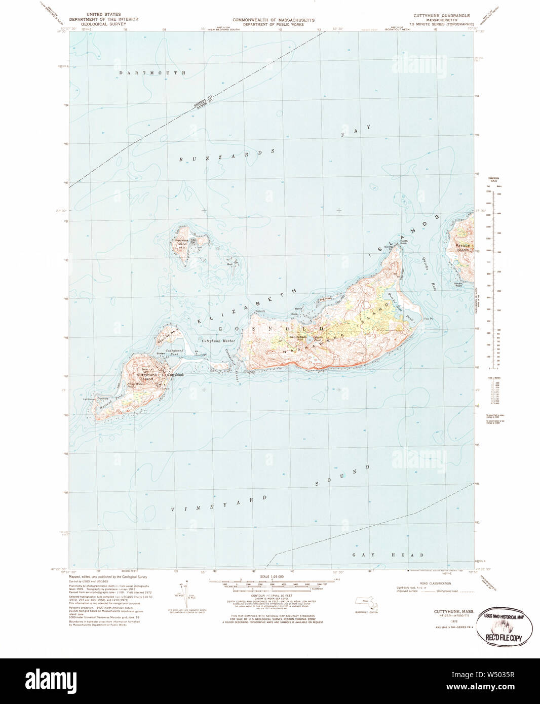 Massachusetts USGS Historical Topo Map MA Cuttyhunk 350904 1972 25000 ...