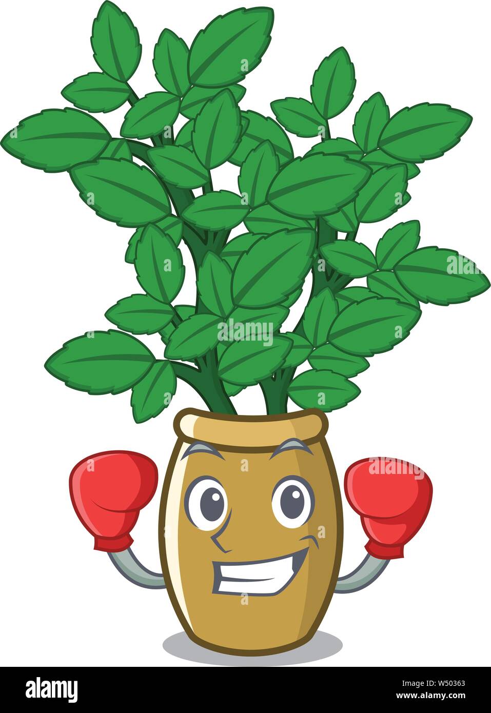 Boxing lemon balm isolated in the character vector illustration Stock ...