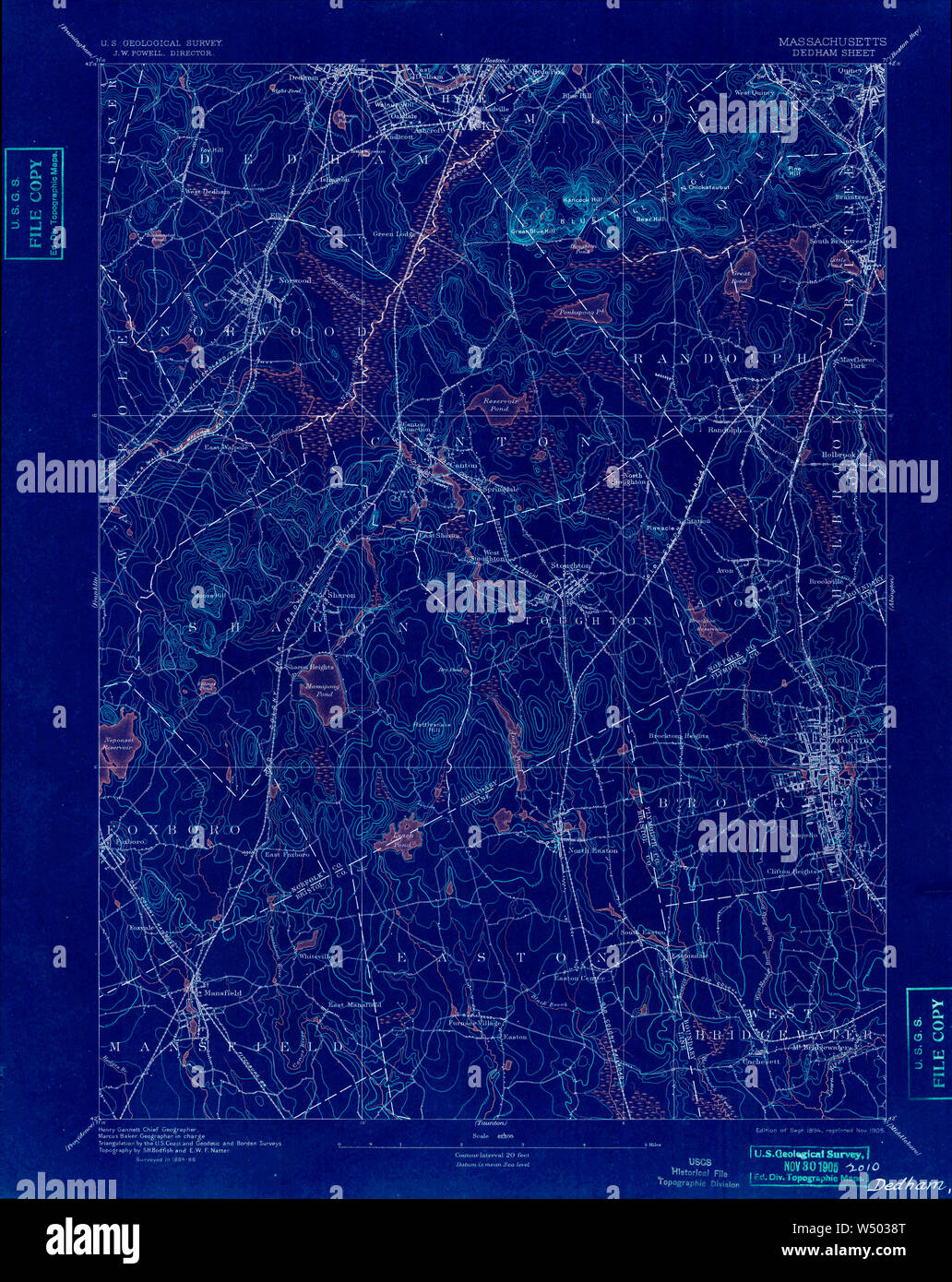 Massachusetts USGS Historical Topo Map MA Dedham 352579 1894 62500 ...