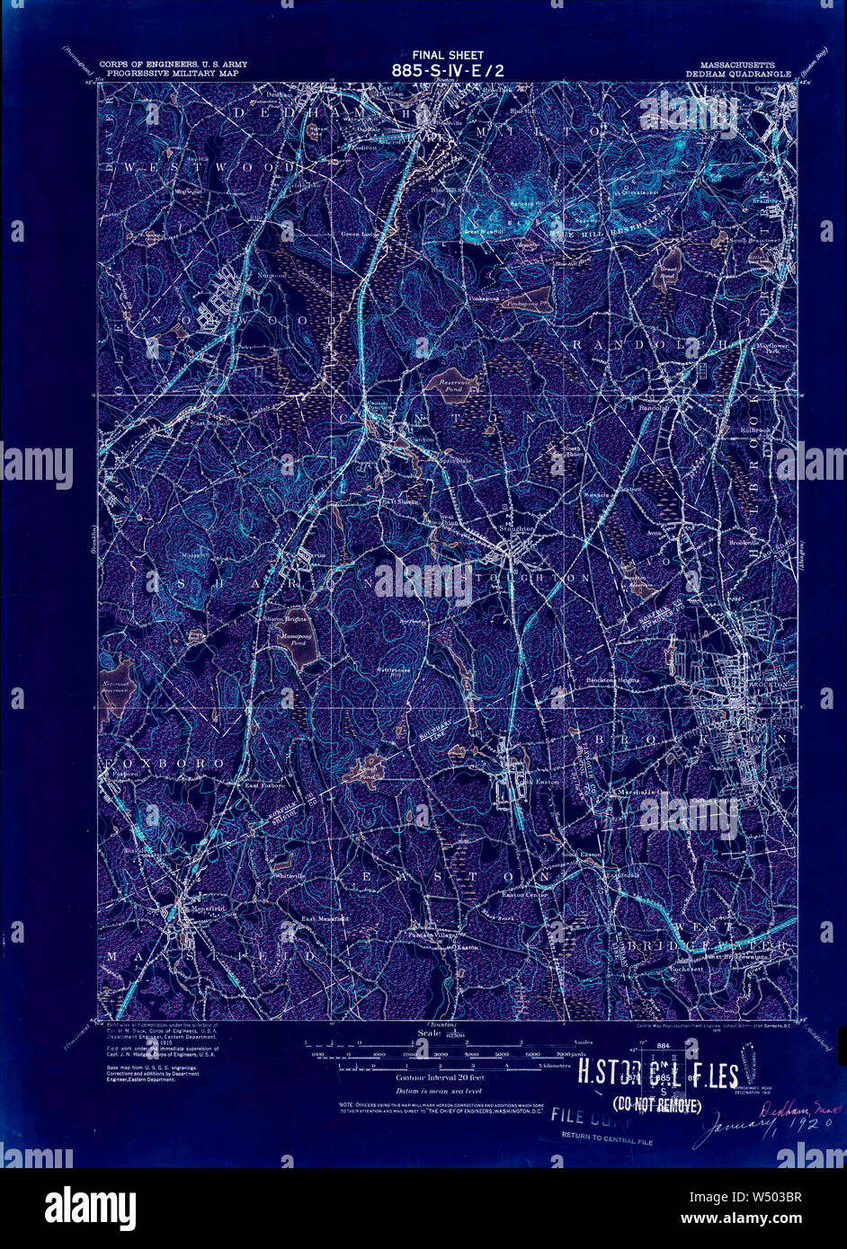 Massachusetts USGS Historical Topo Map MA Dedham 352583 1919 62500 ...