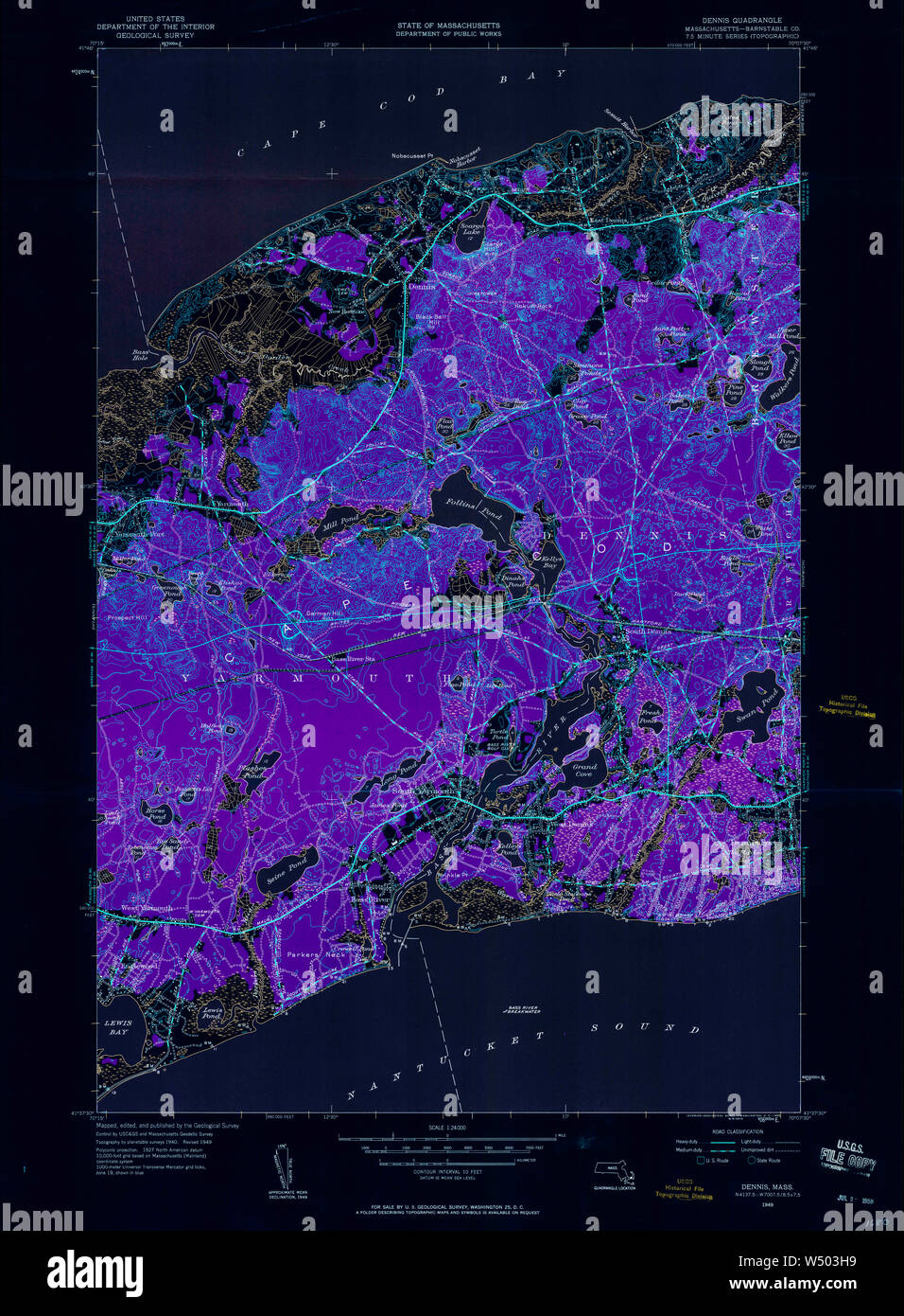 Massachusetts USGS Historical Topo Map MA Dennis 350097 1949 24000 ...
