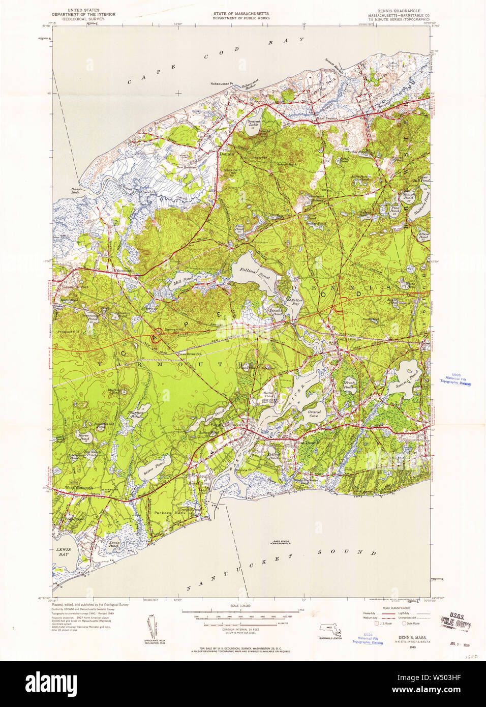 Massachusetts USGS Historical Topo Map MA Dennis 350097 1949 24000 ...