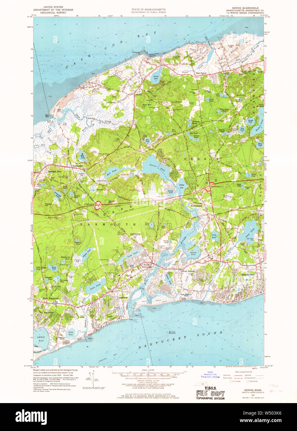 Massachusetts USGS Historical Topo Map MA Dennis 350098 1961 24000 ...