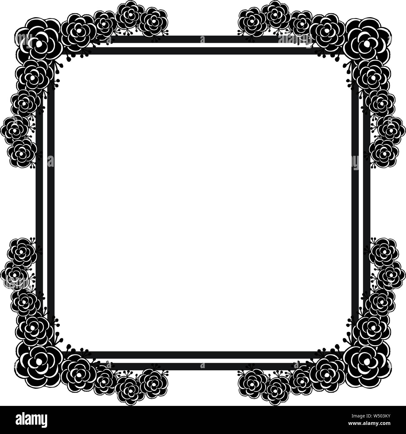 Shape of card, ornate and pattern floral frame, unique flower and leaf ...