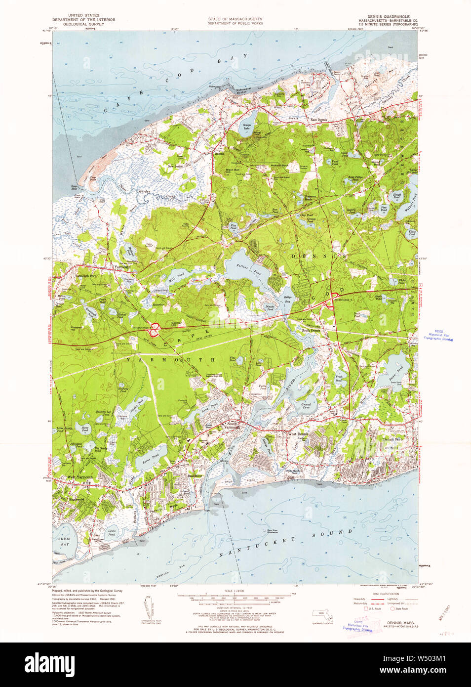 Massachusetts USGS Historical Topo Map MA Dennis 350099 1961 24000 ...