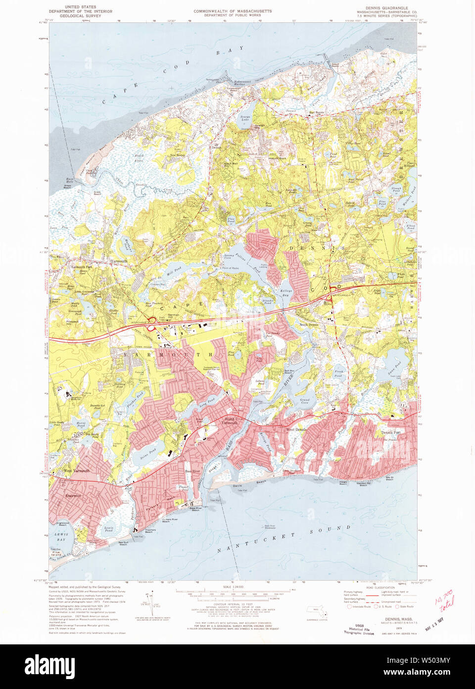 Massachusetts USGS Historical Topo Map MA Dennis 350100 1974 24000 ...