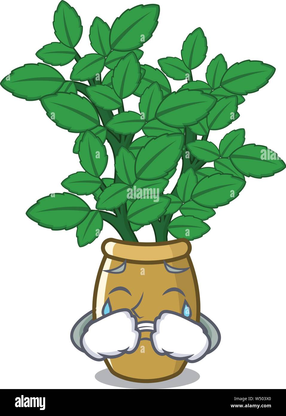Crying lemon balm in the cartoon shape vector illustration Stock Vector ...
