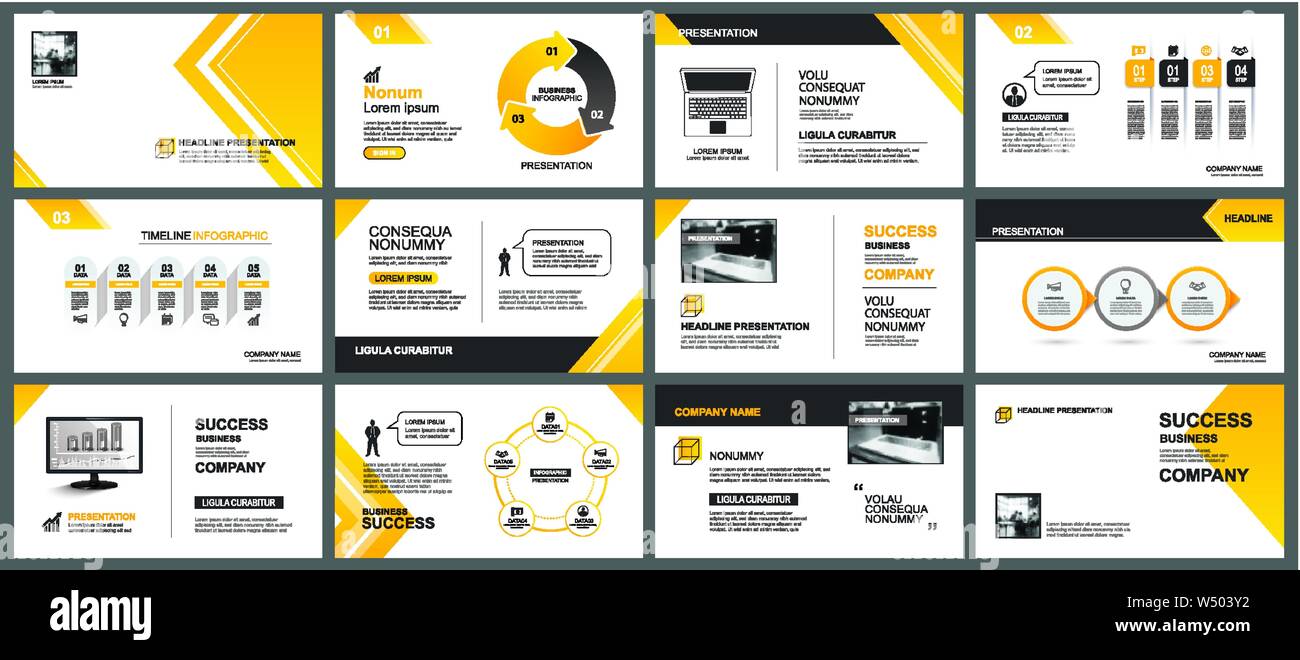 Presentation and slide layout background. Design yellow and orange ...
